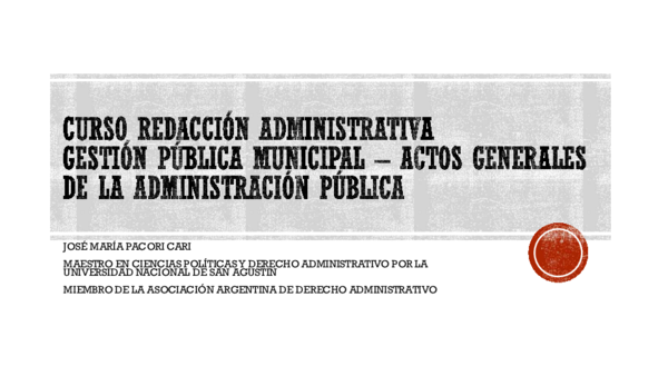 (PDF) CURSO REDACCIÓN ADMINISTRATIVA GESTIÓN PÚBLICA MUNICIPAL - AUTOR JOSÉ MARÍA PACORI CARI