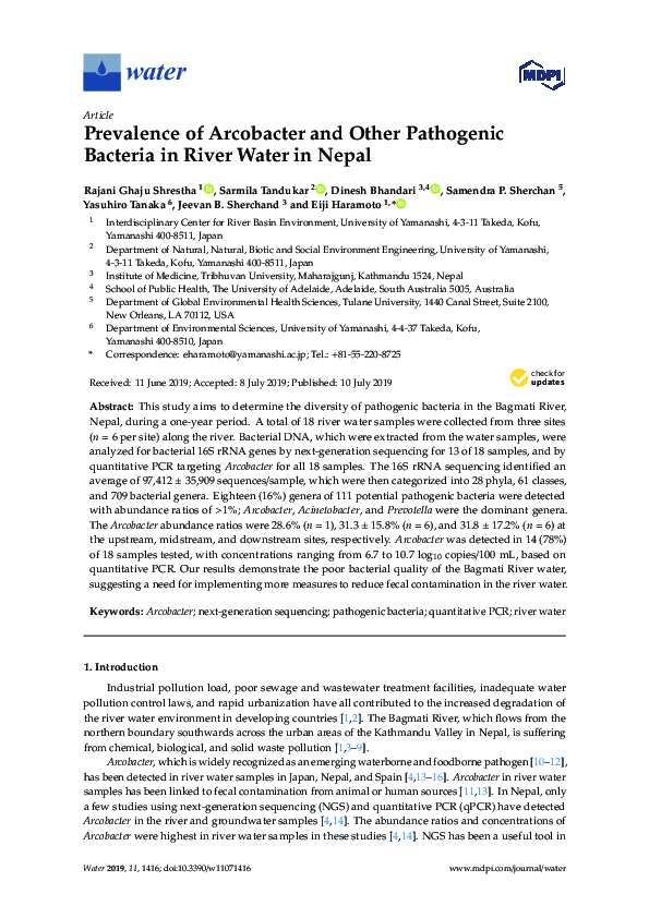 (PDF) Prevalence of Arcobacter and Other Pathogenic Bacteria in River ...