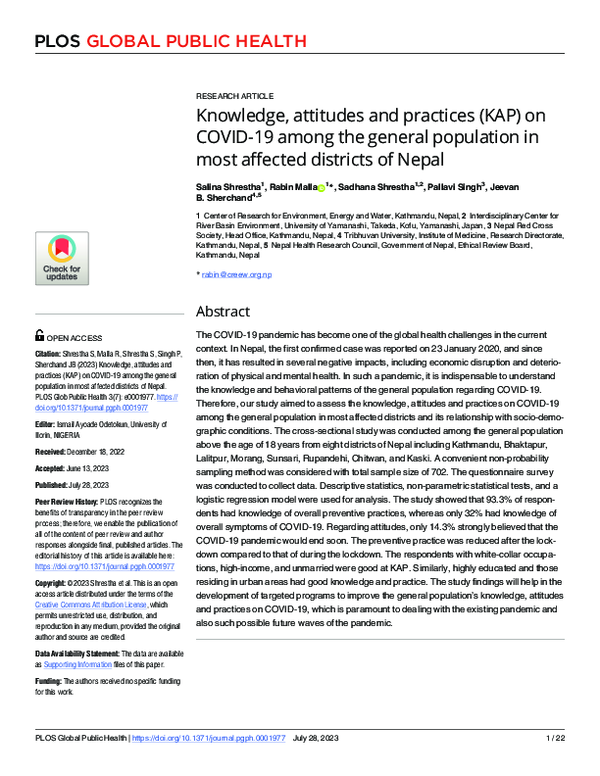 (PDF) Knowledge, attitudes and practices (KAP) on COVID-19 among the general population in most ...