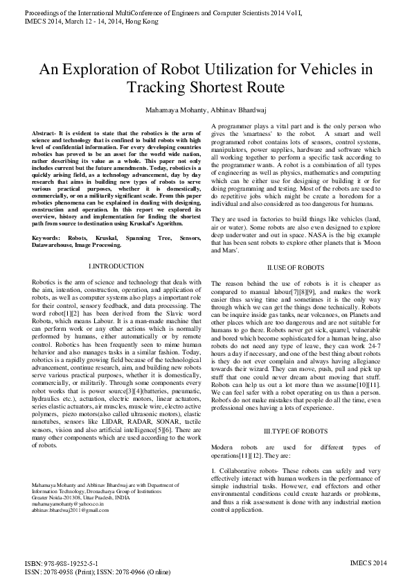 (PDF) An Exploration of Robot Utilization for Vehicles in Tracking ...