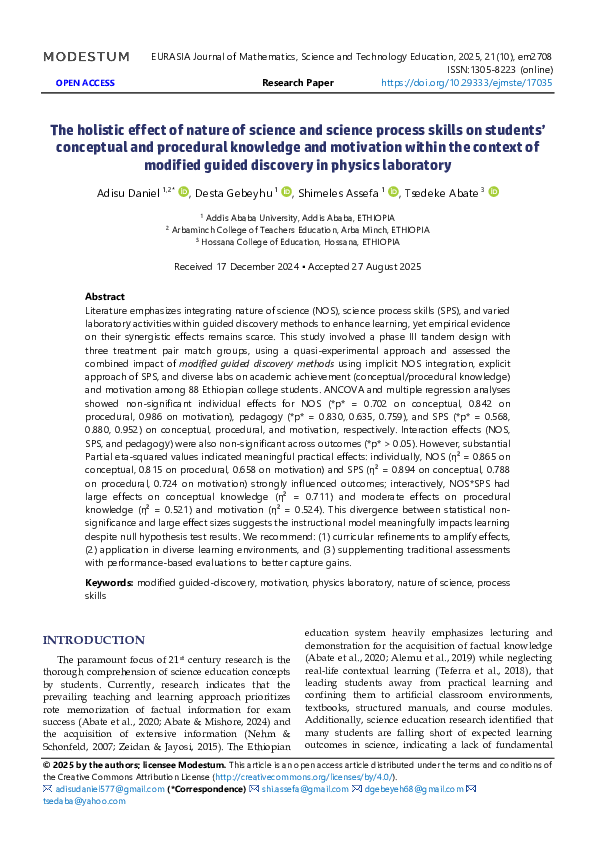 (PDF) The holistic effect of nature of science and science process ...