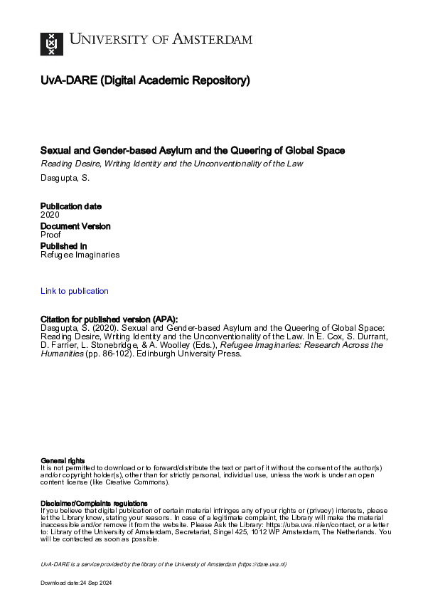 (PDF) Sexual and Gender-based Asylum and the Queering of Global Space ...