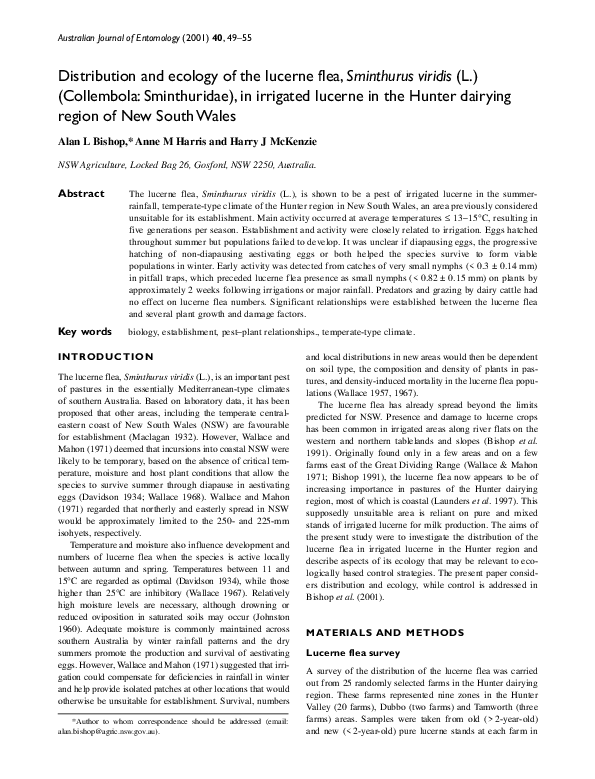(PDF) Distribution and ecology of the lucerne flea, Sminthurus viridis ...