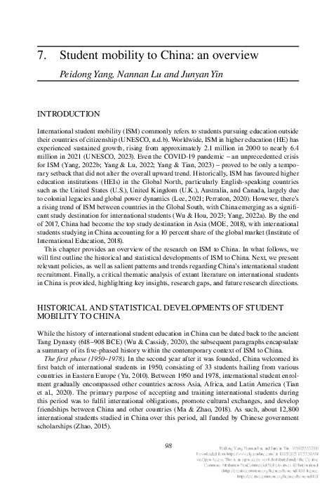 (PDF) 7. Student mobility to China: an overview