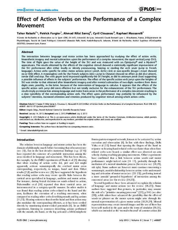 (PDF) Effect of Action Verbs on the Performance of a Complex Movement