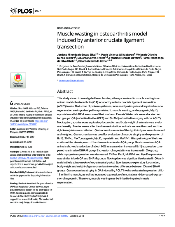 (PDF) Muscle wasting in osteoarthritis model induced by anterior ...