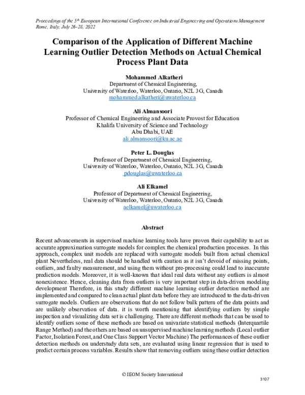 (PDF) Comparison of the Application of Different Machine Learning Outlier Detection Methods on ...