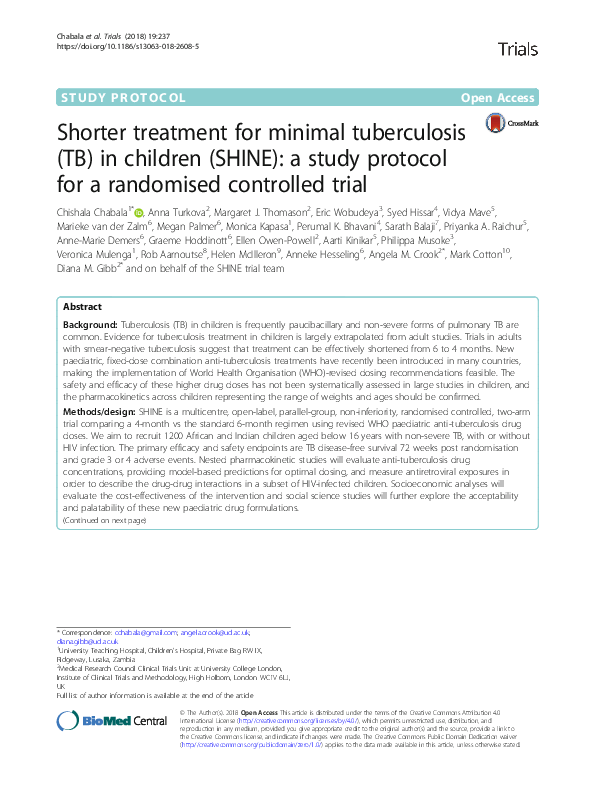 (PDF) Shorter treatment for minimal tuberculosis (TB) in children ...