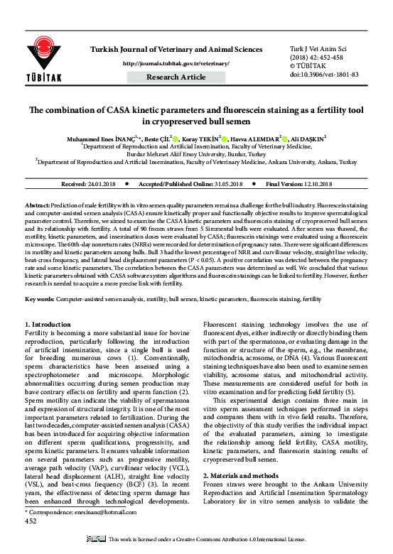 (PDF) The combination of CASA kinetic parameters and fluorescein ...