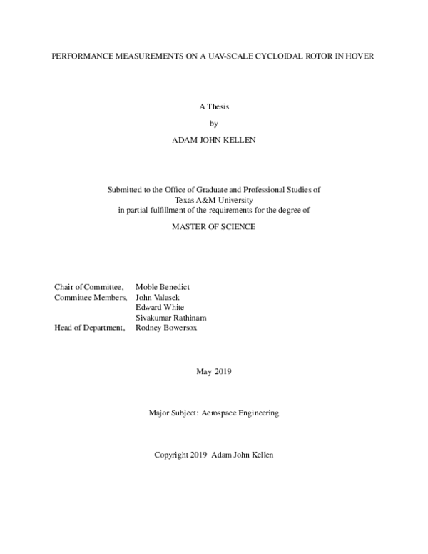 (PDF) Performance Measurements on a UAV-Scale Cycloidal Rotor in Hover