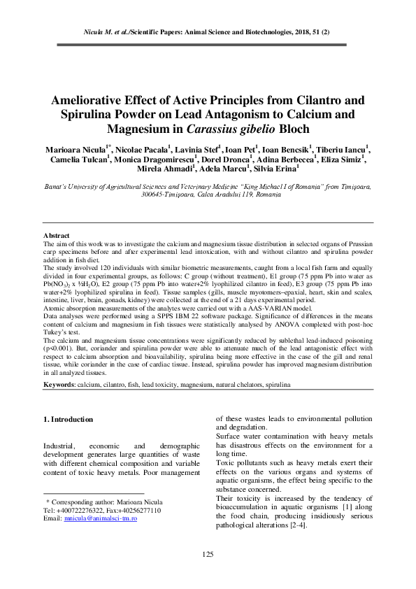 (PDF) Ameliorative Effect of Active Principles from Cilantro and ...
