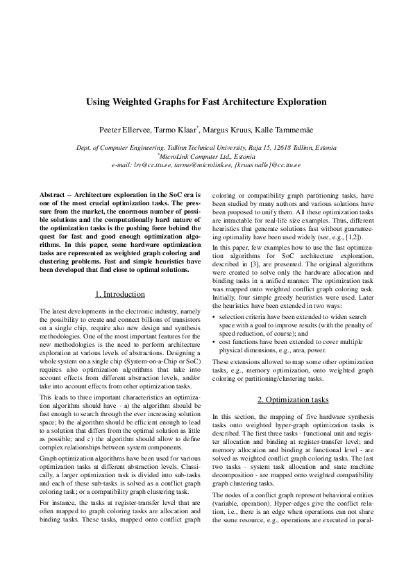 (PDF) Using Weighted Graphs for Fast Architecture Exploration