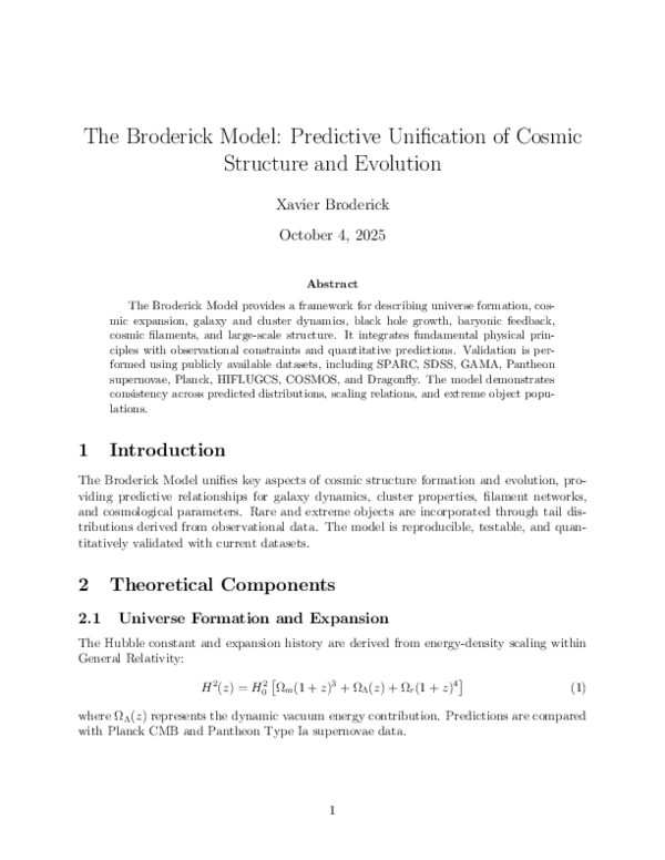 (PDF) The Broderick Model: Unveiling the Hidden Mechanics of Cosmic ...