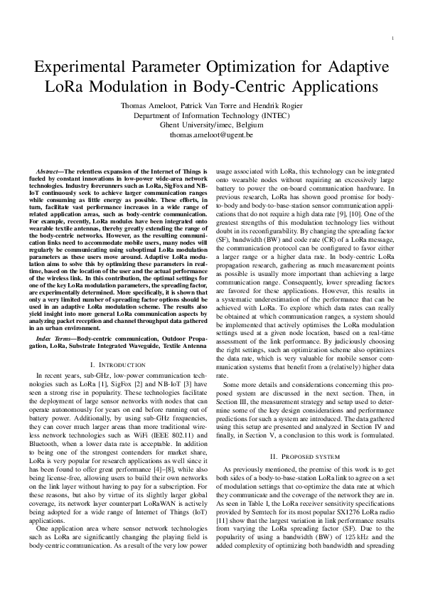 (PDF) Experimental Parameter Optimization for Adaptive LoRa Modulation ...