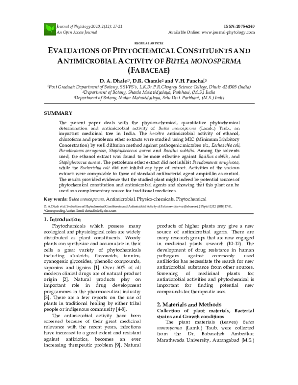 (PDF) Evaluations of Phytochemical Constituents and Antimicrobial ...