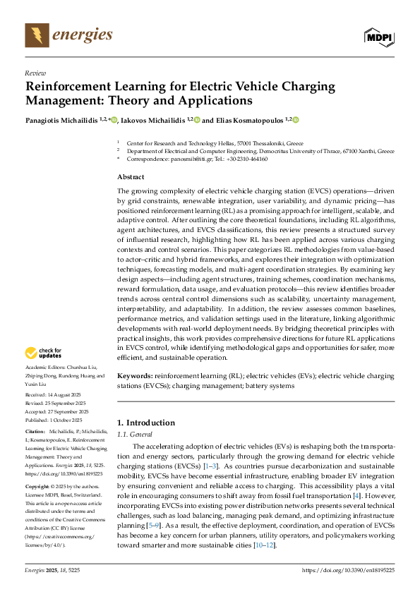 (PDF) Reinforcement Learning for Electric Vehicle Charging Management ...