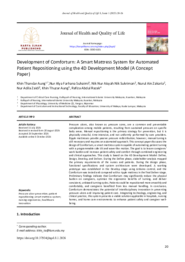 (PDF) Development of Comforturn: A Smart Mattress System for Automated ...