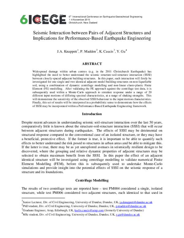 (PDF) Seismic interaction between pairs of adjacent structures and implications for performance ...