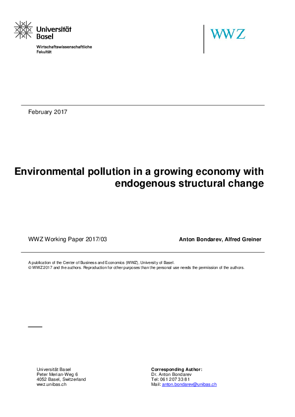 (PDF) Environmental pollution in a growing economy with endogenous ...