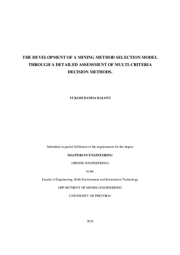 (PDF) The development of a mining method selection model through a detailed assessment of multi ...