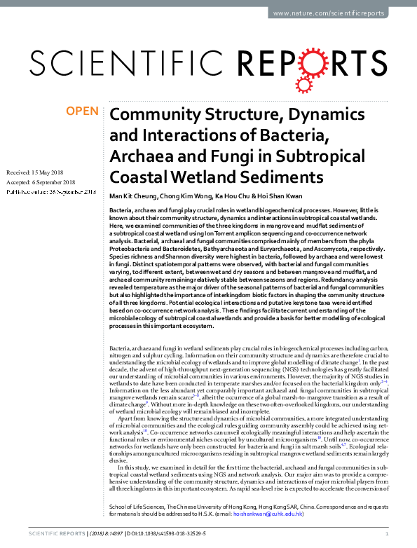 (PDF) Community Structure, Dynamics and Interactions of Bacteria, Archaea and Fungi in ...