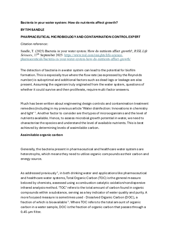 (PDF) Bacteria in your water system: How do nutrients affect growth? BY ...