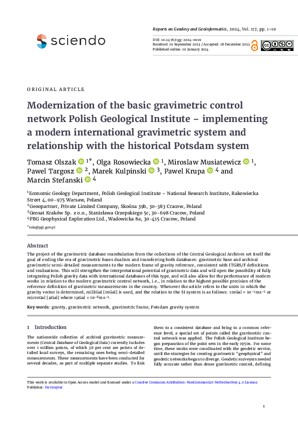 (PDF) Modernization of the basic gravimetric control network Polish ...