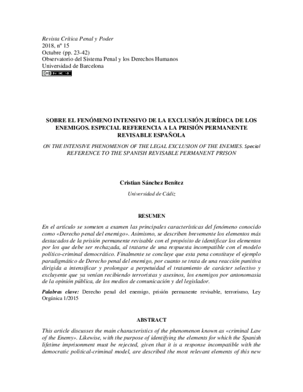 (PDF) Sobre el fenómeno intensivo de la exclusión jurídica de los ...