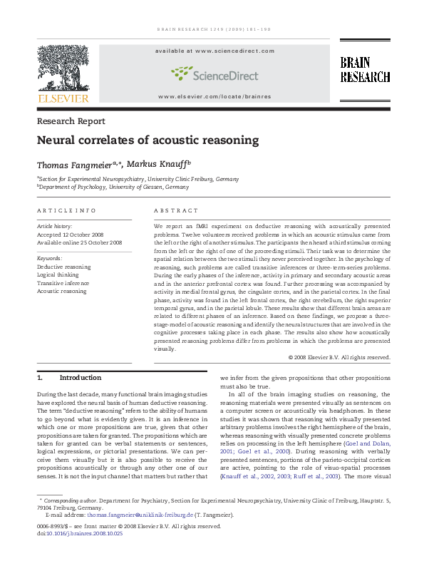 (PDF) Neural correlates of acoustic reasoning