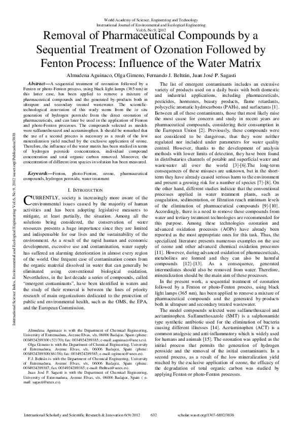 (PDF) Removal Of Pharmaceutical Compounds By A Sequential Treatment Of ...