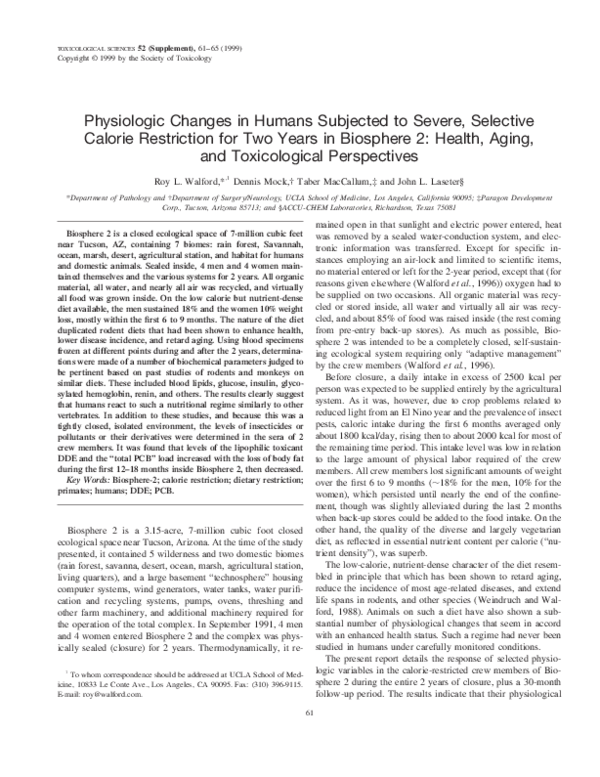 (PDF) Physiologic changes in humans subjected to severe, selective calorie restriction for two ...