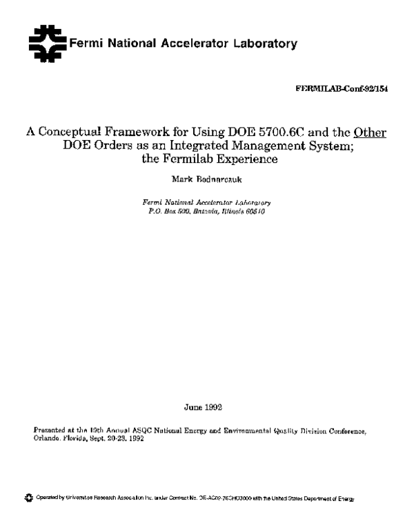 (PDF) A Conceptual Framework for Using DOE 5700.6C and the Other DOE ...