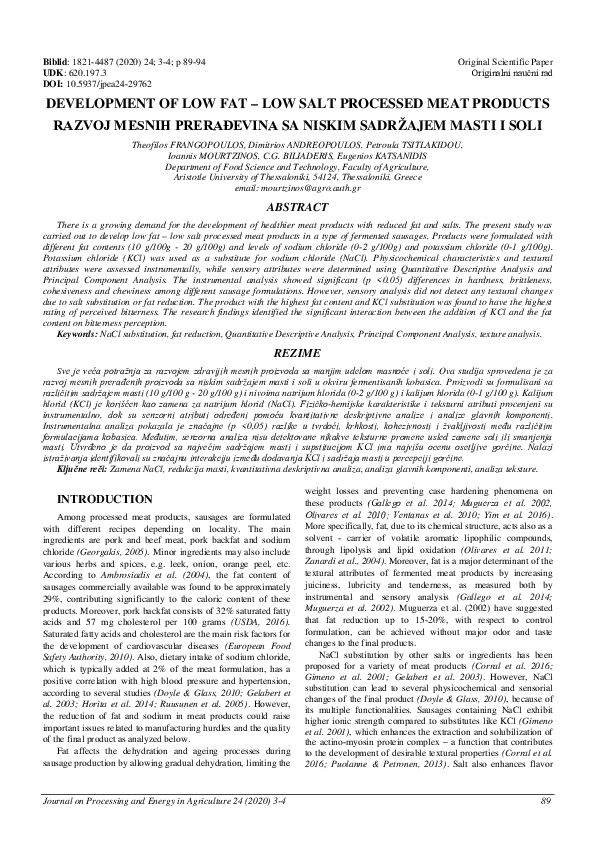 (PDF) Development of low fat: Low salt processed meat products