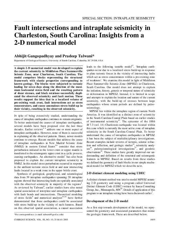 (PDF) Fault intersections and intraplate seismicity in Charleston ...