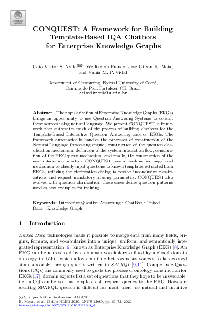 (PDF) CONQUEST: A Framework for Building Template-Based IQA Chatbots ...