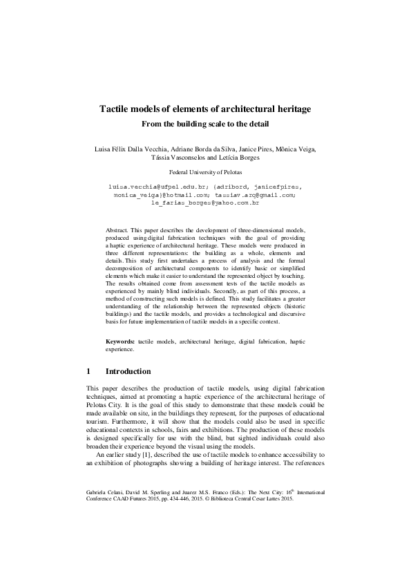 (PDF) Tactile models of elements of architectual heritage From the ...
