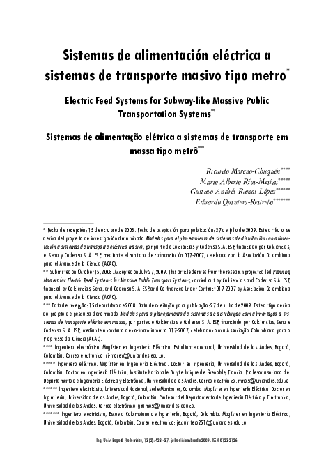 (PDF) Sistemas de alimentación eléctrica a sistemas de transporte masivo tipo metro