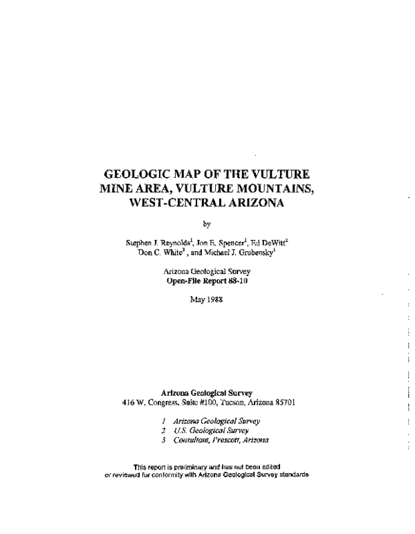 (PDF) Geologic Map of the Vulture Mine Area, Vulture Mountains, West ...