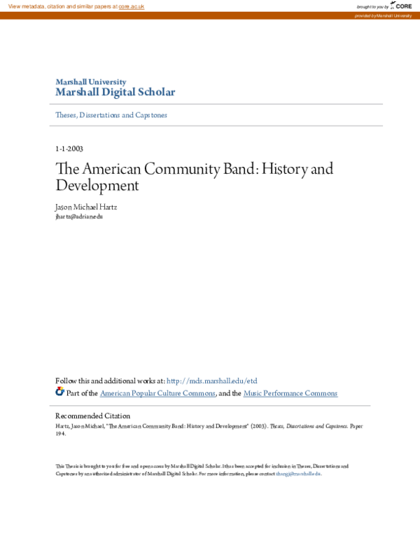 (PDF) The American community band: History and development