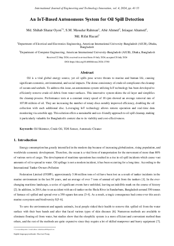(PDF) An IoT-Based Autonomous System for Oil Spill Detection