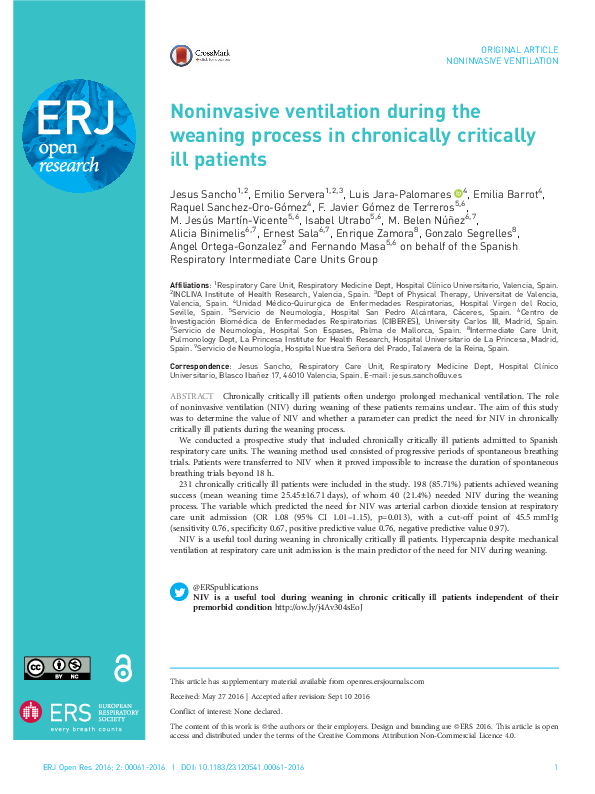 (PDF) Noninvasive ventilation during the weaning process in chronically ...