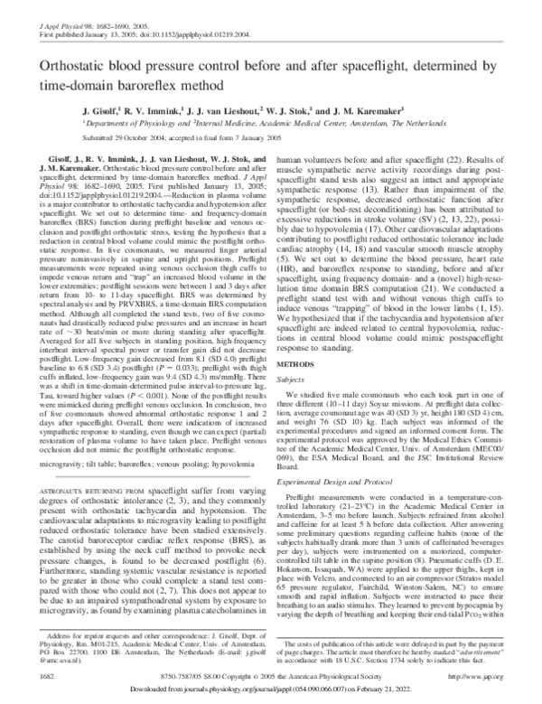 (PDF) Orthostatic blood pressure control before and after spaceflight ...