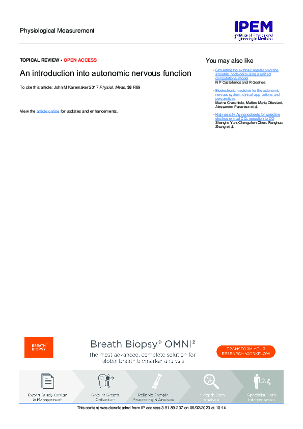 (PDF) An introduction into autonomic nervous function