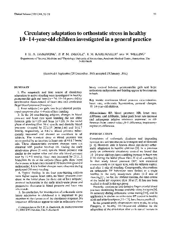 (PDF) Circulatory adaptation to orthostatic stress in healthy 10–14 ...