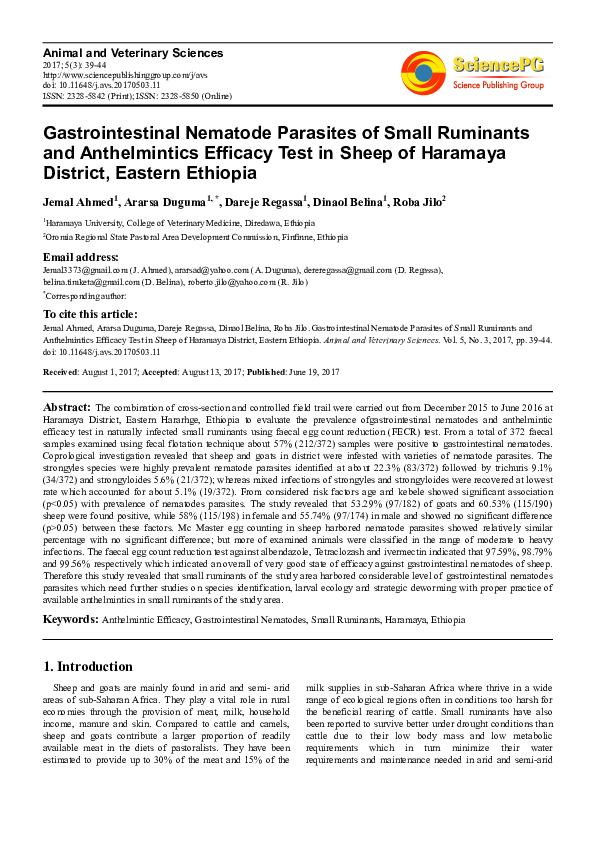 (PDF) Gastrointestinal Nematode Parasites of Small Ruminants and ...