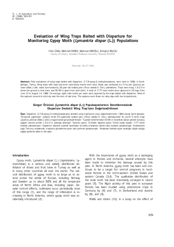 (PDF) Evaluation of wing traps baited with Disparlure for monitoring ...