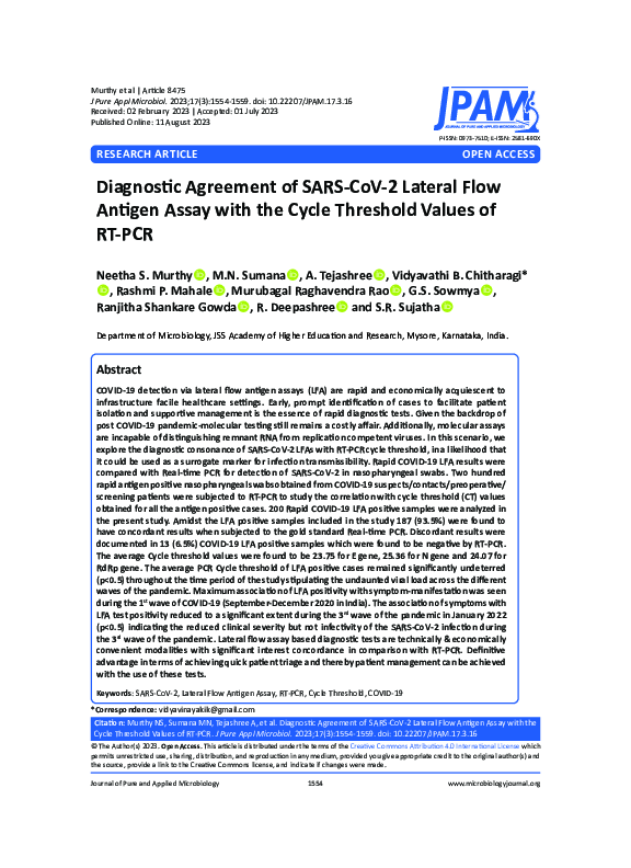 (PDF) Diagnostic Agreement of SARS-CoV-2 Lateral Flow Antigen Assay ...