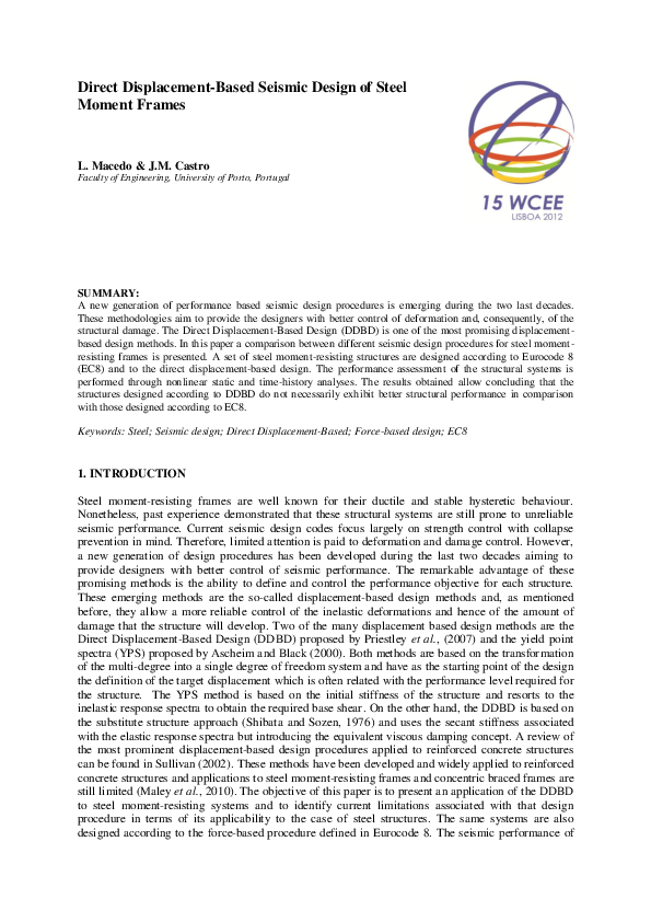(PDF) Direct displacement-based seismic design of steel concentric braced frame structures