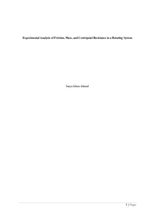 (PDF) Experimental Analysis of Friction, Mass, and Centripetal ...