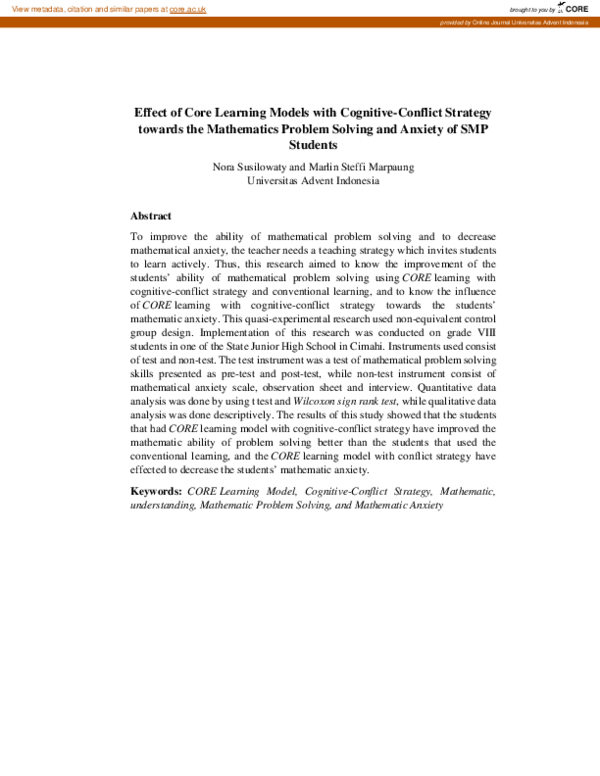 (PDF) Effect of Core Learning Models with Cognitive-Conflict Strategy ...